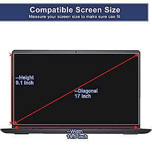 17" Screen Protector Blue Light Glare Filter for 17 Inch 16:10 HP/Dell/ASUS/Samsung/Lenovo/Acer/MSI/Razer Blade/LG Gram 17" 16:10 Aspect Laptop (14 7/16 x 9 1/16 Inch), UV Blocker Eye Protection Film