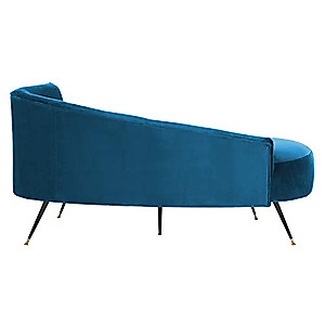 Safavieh Home Evangeline Glam Navy Velvet and Black Parisian Settee Loveseat
