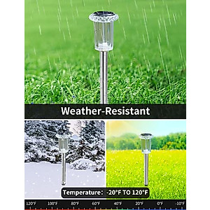 papasbox 12 Pack Solar Pathway Lights Solar Outdoor Lights Stainless Lamp Waterproof LED Solar Powered Landscape Path Ground Stakes Light for Lawn Garden Yard Patio Walkway Driveway Lighting