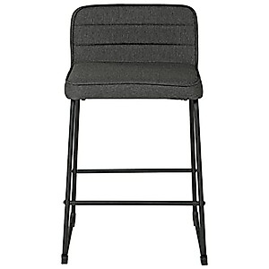 Signature Design by Ashley Nerison 26" Modern Upholstered Counter Height Bar Stool, 2 Count, Dark Gray