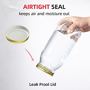 OMNISAFE 64 Ounce Clear Plastic Mason Jars With Screw On Lid, Reusable Empty Jars for Food Storage, BPA Free Containers for Sealing, Dry Food, Snacks, Candies, Breakage-proof, (Gold - 4 Pack)