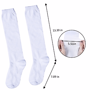 Senker Women's 4 Pairs Cotton Knee High Casual Solid Knit Socks, C White & Black, Large