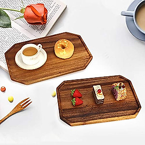 2 Pcs Large Wooden Platters Serving Trays Acacia Wood Charcuterie Platter for Food Tray Cheese Serving Board Rectangular Plates Platters Meat Charcuterie Boards Decorative Plates Fruit Tray
