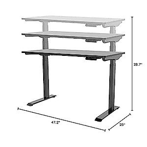 Monoprice Electric Single Motor Sit-Stand Complete Desk Table - Height Adjustable, Solid-Core Wood Top, for Home and Office, 47.2 x 23.6 Inch, Black - Workstream Collection