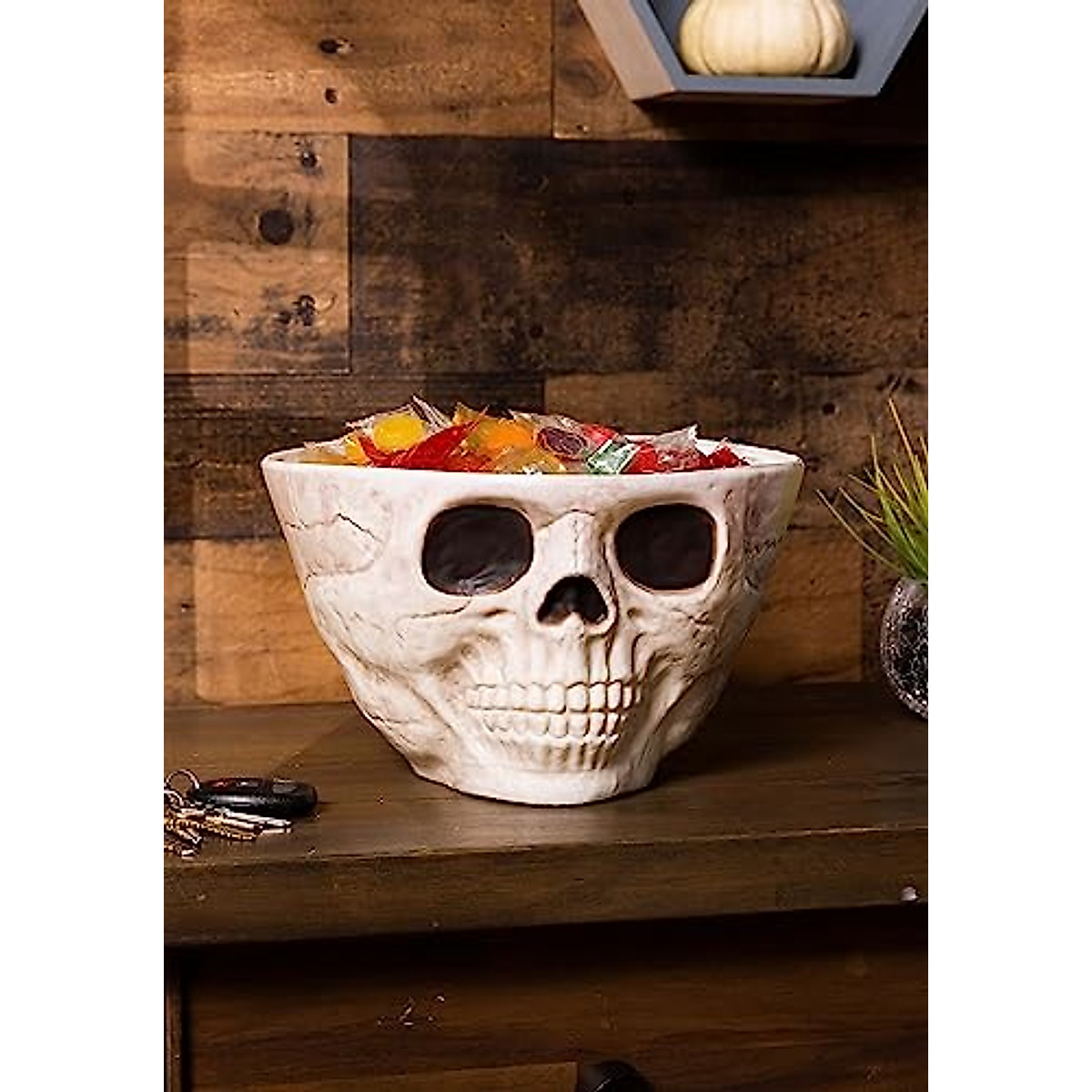 Seasons USA Skull Candy 9.5" Snack Bowl Sturdy Plastic Skeleton Halloween Decor Tableware