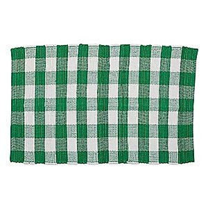 DII Buffalo Check Rug Collection, Hand Dyed Reversible Chindi Rug, 26x40, Green
