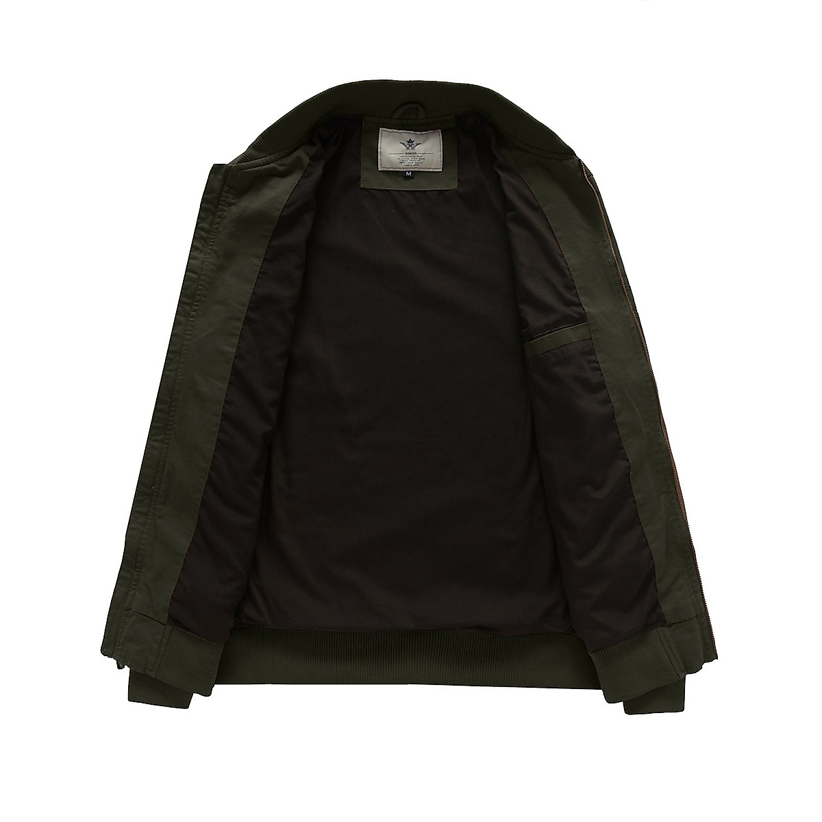 WenVen Men's Twill Cotton Casual Fashion Bomber Jacket Outerwear (Green, XL)