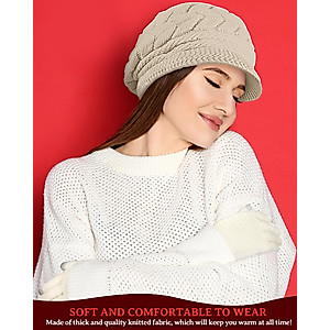 Newcotte 8 Pcs Women Hats Gloves Winter Set, Warm Girls Cap Beanie Hat Knit with Visor Snow Ski Caps and Touch Screen Gloves