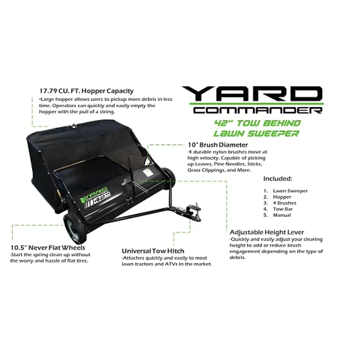 42" Tow Behind Lawn Sweeper