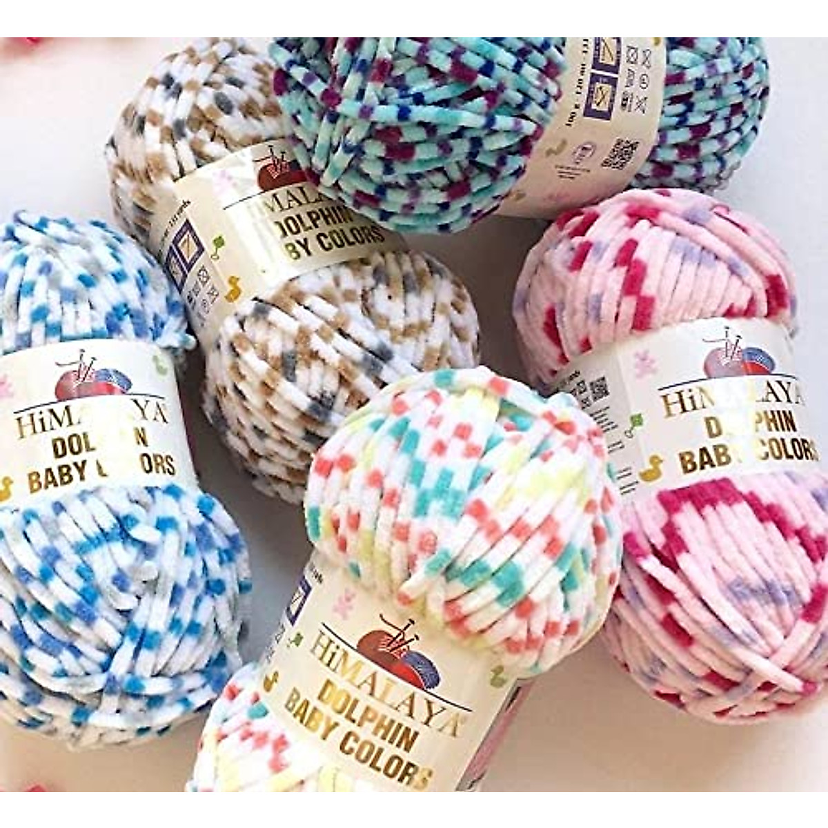 Himalaya Dolphin Baby Colors, Each Skein 100 Gr/3,5 oz, 120 mt/ 132 yd, Super Bulky Yarn, Blanket Yarn, Velvet Yarn, Knitting Yarn, Amigurumi Yarn, Baby Yarn (80425)