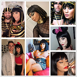 Bopocoko White Wigs for Women 12'' Short White Bob Hair Wig with Bangs Natural Synthetic Soft Wig Cute Colored Wigs for Daily Party Halloween BU027WH