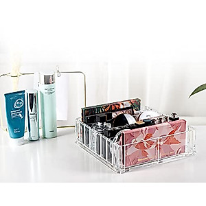 Acrylic Makeup Palette Organizer 8 Spaces Makeup Holder Organizer For Vanity Clear Cosmetics Makeup Organizer for Drawers