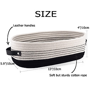 Oradrem Cotton Rope Toilet Basket Bathroom Decor Baskets, Toilet Paper Holder Basket, Farmhouse Home Decor Organizing Small Baskets 13"x5.9"x4" Black