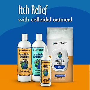 earthbath Oatmeal & Aloe Shampoo & Conditioner Pet Grooming Set - Itchy, Dry Skin Relief, Made in USA - Vanilla Almond, 16 oz (1 Set)