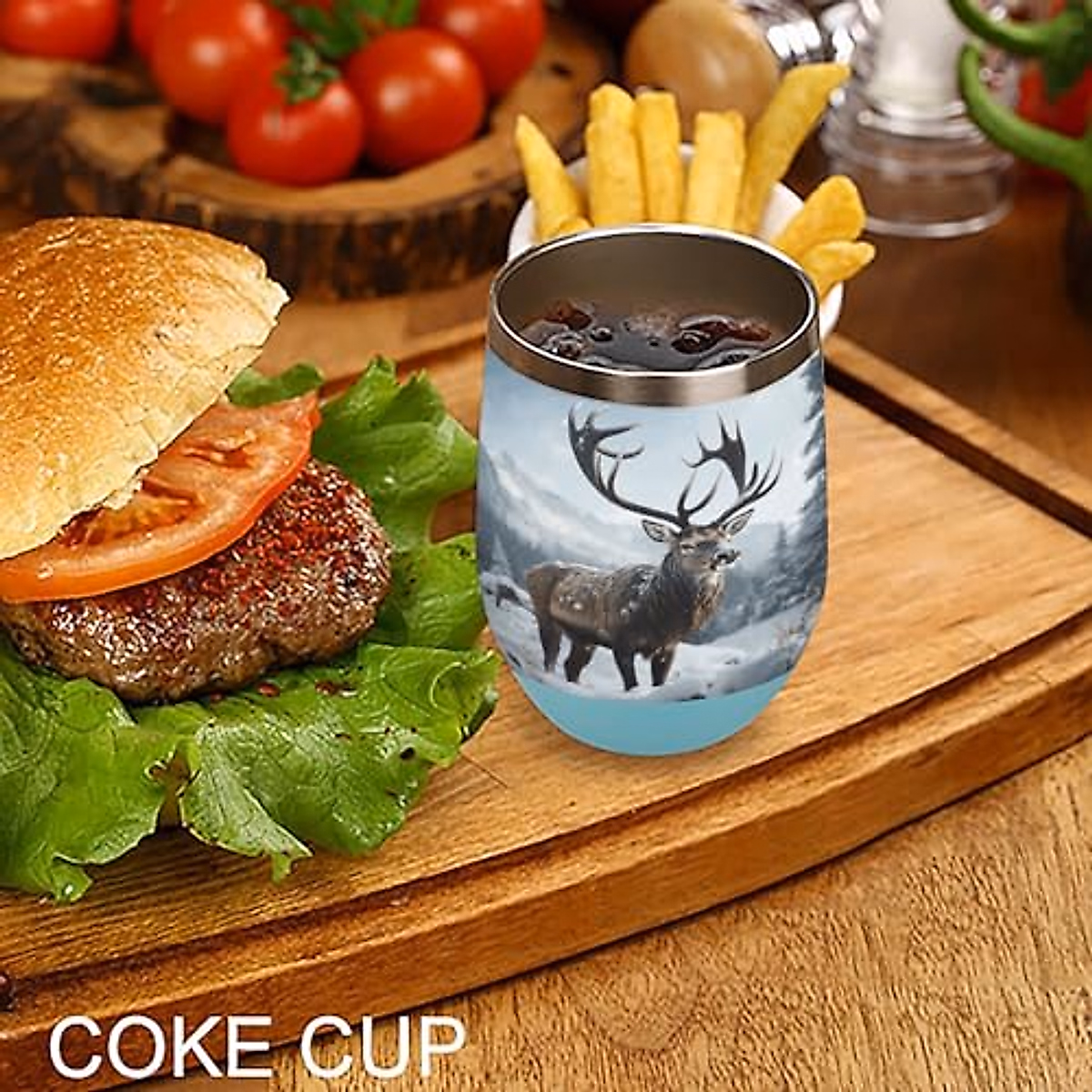 WYUSPGK 304 Stainless Steel Insulated Cup, Snow Elk Print Smooth Rim, Durable & Reusable - Perfect for Office, Home, And Travel