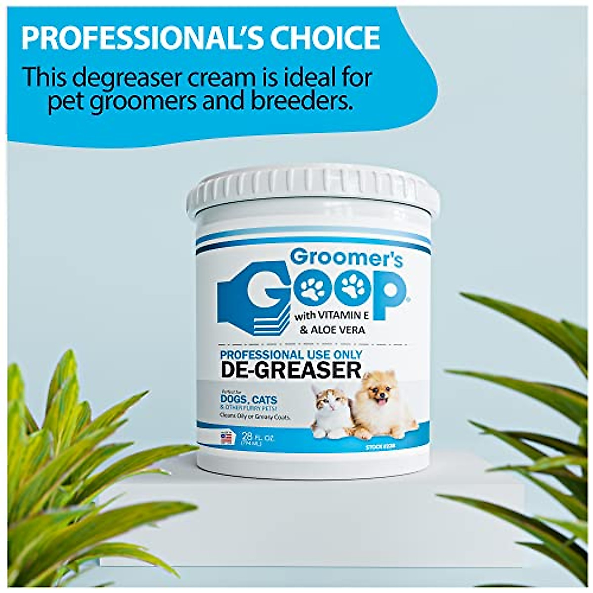 Groomer's GOOP Pet De-Greaser with Vitamin E and Aloe Vera - Degreaser Cream for Dogs, Puppy, Cat, and Kitten - Oil and Stain Remover for Pets Fur and Coat - 28oz