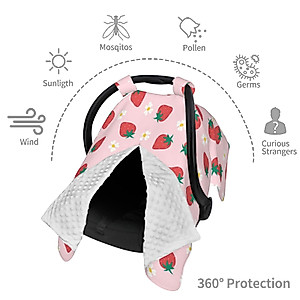 KiuLoam Strawberry Flowers Baby Car Seat Canopy, Nursing Cover for Mom Breastfeeding Scarf, Infant Car Seat Cover/Multiuse Baby Stroller Covers for Babies Boys Girls