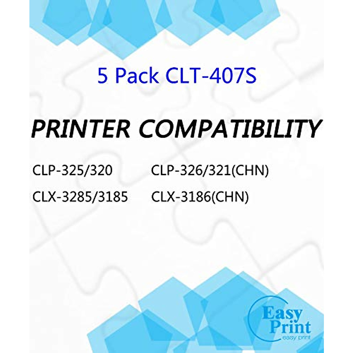 EASYPRINT (1xSET with Extra BK) Compatible 407S Toner Cartridge CLT-407S Used for Samsung CLP-325 CLP-320 CLX-3285 CLX-3185 Printer, (2xBK, 1xCyan, 1xMagenta, 1xYellow)