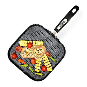 THE ROCK by Starfrit 10" Grill Pan with Bakelite Handle, Black