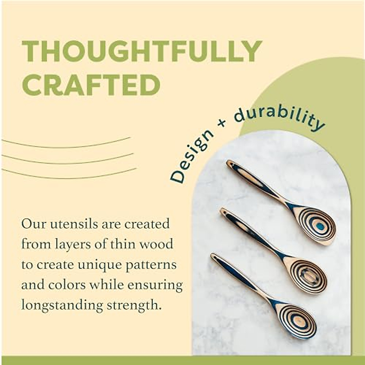 Crate Collective The Original 4-Piece Bamboo Spurtle Set - Wooden Cooking Spoon Utensils for Stirring, Serving, Mixing, Whisking, Whipping, Flipping Food - Non-Scratching, Eco-Conscious Kitchen Tools