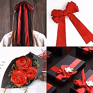 KSRIGHT 1 inch ( 2.54cm Wide)Double Face Red Ribbon 25 Yards for Gift Wrapping,Wedding Decoration, Bows Making , Sewing, DIY Crafts