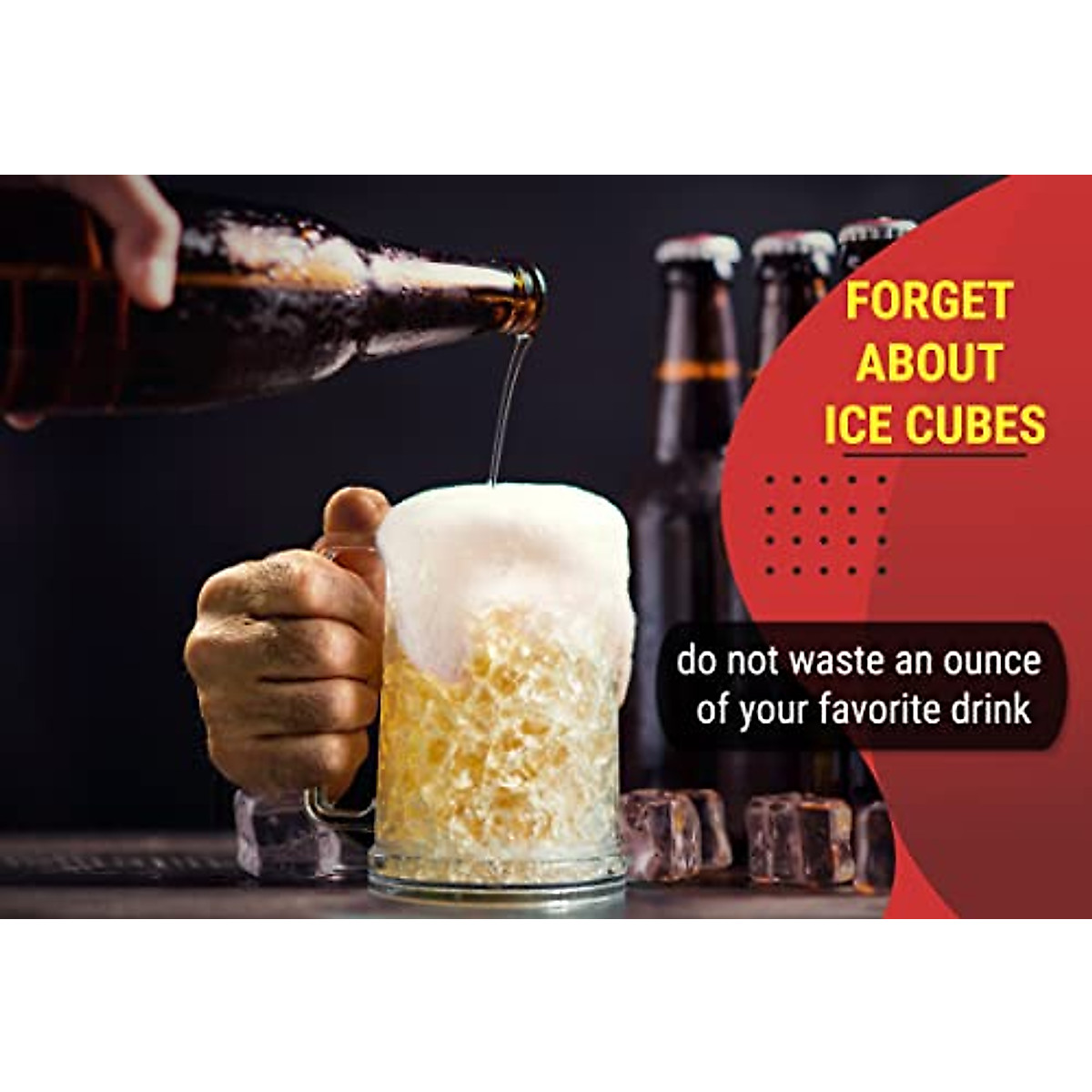 Granatan Double Walled Frozen Beer Mugs For Freezer, 16 oz Clear Beer Mug with Handle