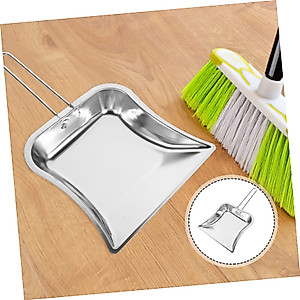 Amosfun Desktop Dustpan Small Steel Dustpan Indoor Portable Crobars Keyboard Cleaning Pan Industrial Dust Pan Hand Scrubber Artificial Scrubbing Brush Trash Sweeping Stainless Steel Silver