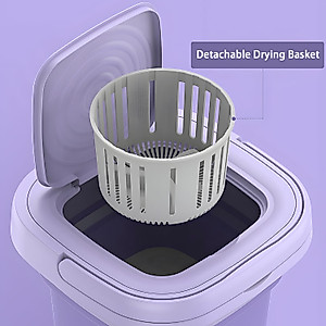 Portable Washing Machine,BHTNYOO Mini Washers Dryers Baby Clothing,underweal,Socks, Small clothes Moving Folding Washers with Drying Basket,for Apartments, Dormitories Touch control(Purple 8L)