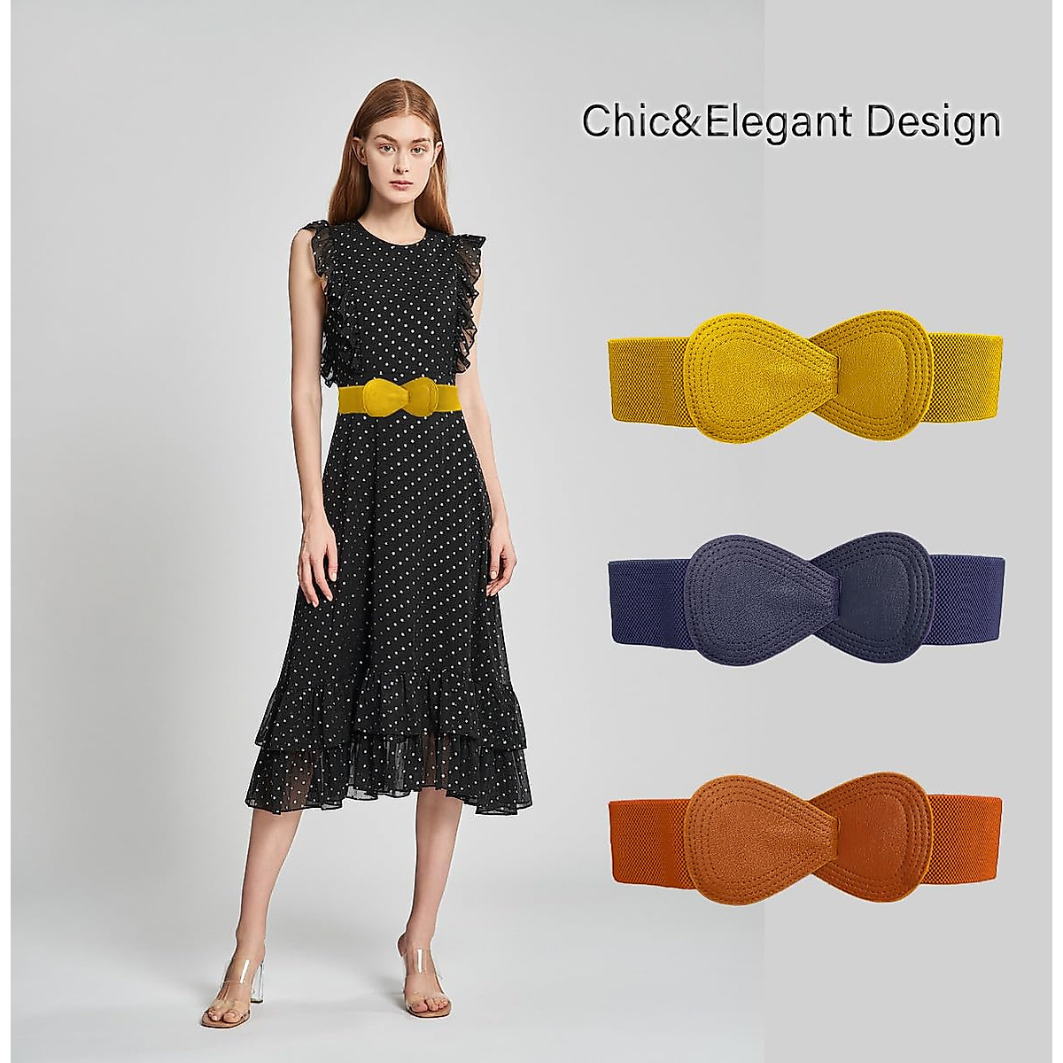 CT COTIM COYIN Women 8-Shaped Elastic Belts Stretchy Leather Waistband Wide Stretch Women Dress Belt with Interlock Buckle for Ladies Dress Coat, Purple