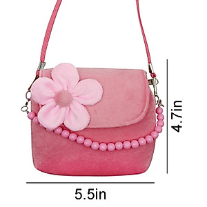 RARITYUS Little Girls Fashion Flower Crossbody Shoulder Bag Plush Handbag Mini Purse with Handle