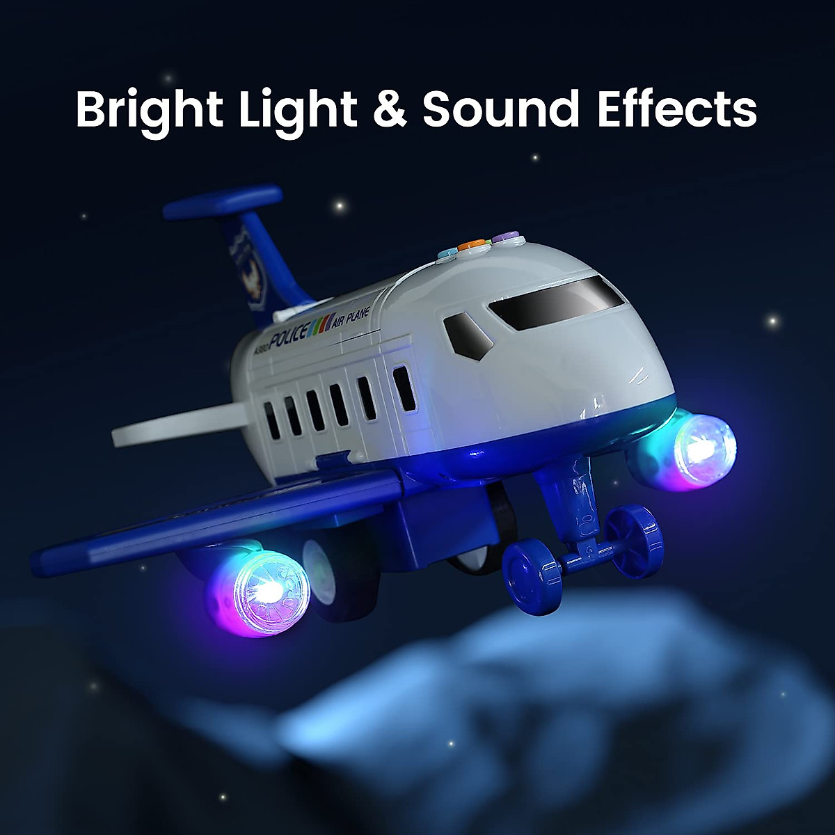 CUTE STONE Transport Cargo Airplane Toy with Music and Light, Toy Airplane Car Toy Play Set with Vehicle Car Toy, Contruction Toy Accessories, for 3+ Years Old Boys & Girls