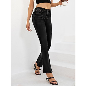 PEIHOT Women's Jeans 90s Mid Rise Bootcut Jeans High Stretch Black Jeans Size 8 Pantalones De Mujer Boot Cut Denim Pants