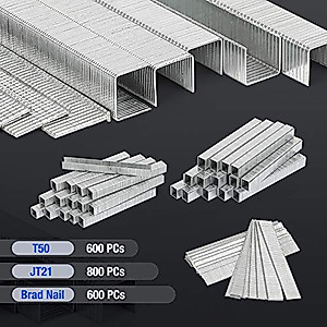 WORKPRO Staple Gun Heavy-Duty, 4-in-1 Aluminum Alloy Staple Gun for Upholstery with 1400 Staples and 600 Brad Nails, Stapler for Upholstery, Decoration, DIY, Furniture, Doors and Windows