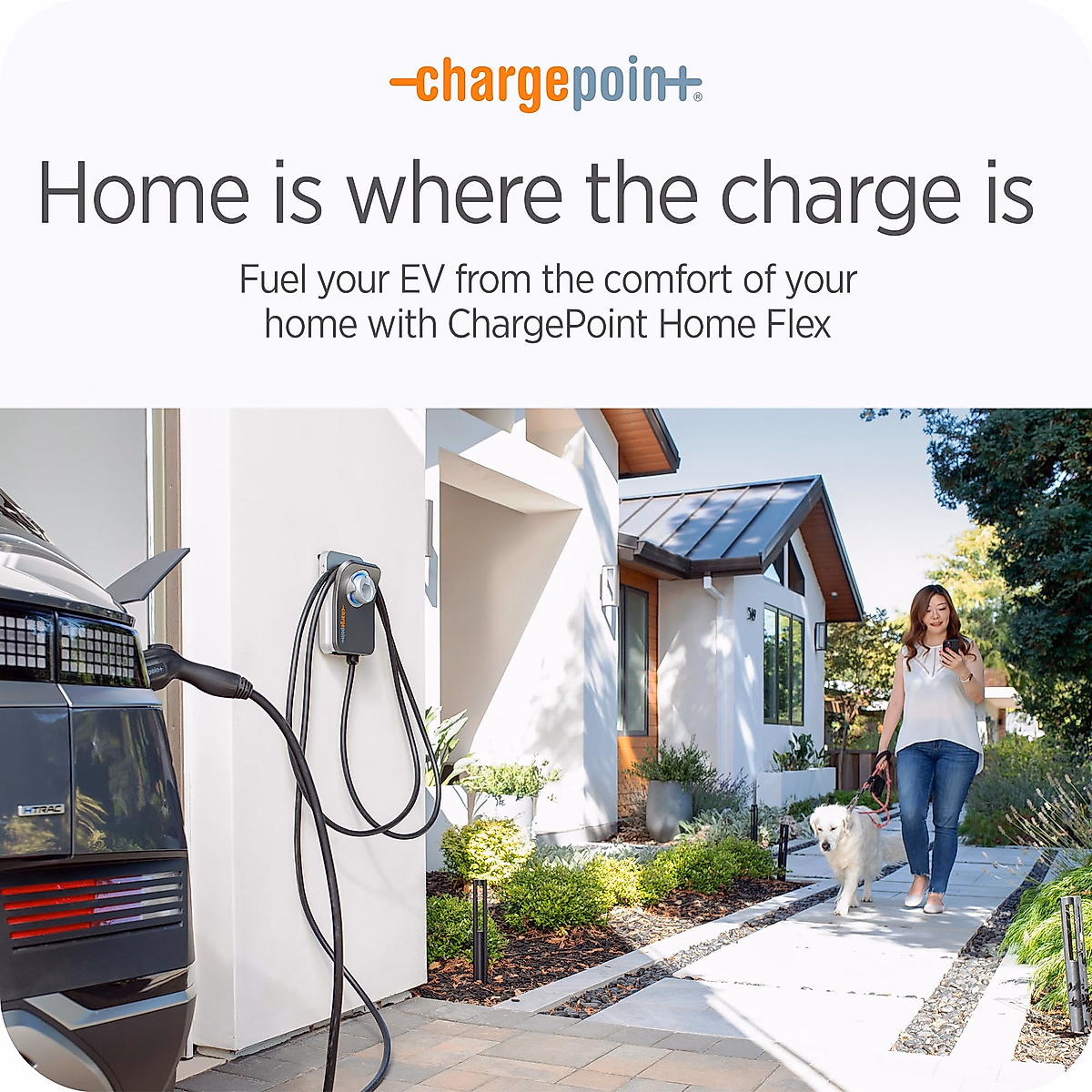ChargePoint Home Flex Electric Vehicle (EV) Charger, 16 to 50 Amp, 240V, Level 2 WiFi Enabled EVSE, UL Listed, ENERGY STAR, NEMA 14-50 Plug or Hardwired, Indoor / Outdoor, 23-foot cable , Black