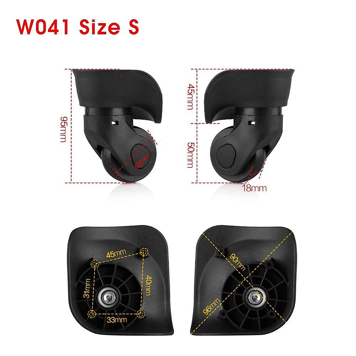 1Pair Luggage Suitcase Replacement Wheels Inline Outdoor Skate Travel Accessories(W041-2 S)