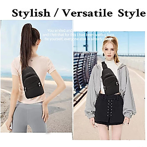 YAZEKOUS Small Sling Bag Sling Backpack for Women, Crossbody Sling Backpack Daypack Shoulder Bag for Travel Running Hiking Daypack Black