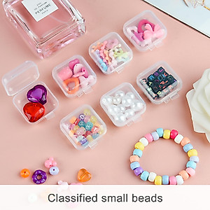 Mototo 120 Pieces Mini Plastic Jewelry Box Clear Storage Box Small Storage Containers with Hinged Lids for Beads Jewelry Earrings Chains Earplugs Craft, 1.4 x 1.4 x 0.7 Inches