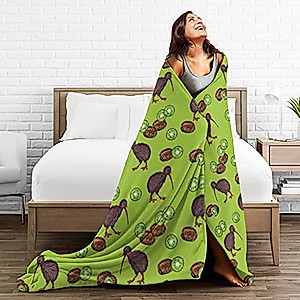 Kiwi Birds and Kiwi Fruits Couch Blanket, Lightweight Throw Blanket, Travel Blanket, Cozy Plush Keep Warm Blankets for Baby / Kids / Youth / Medium Adults 50"x40"Inch