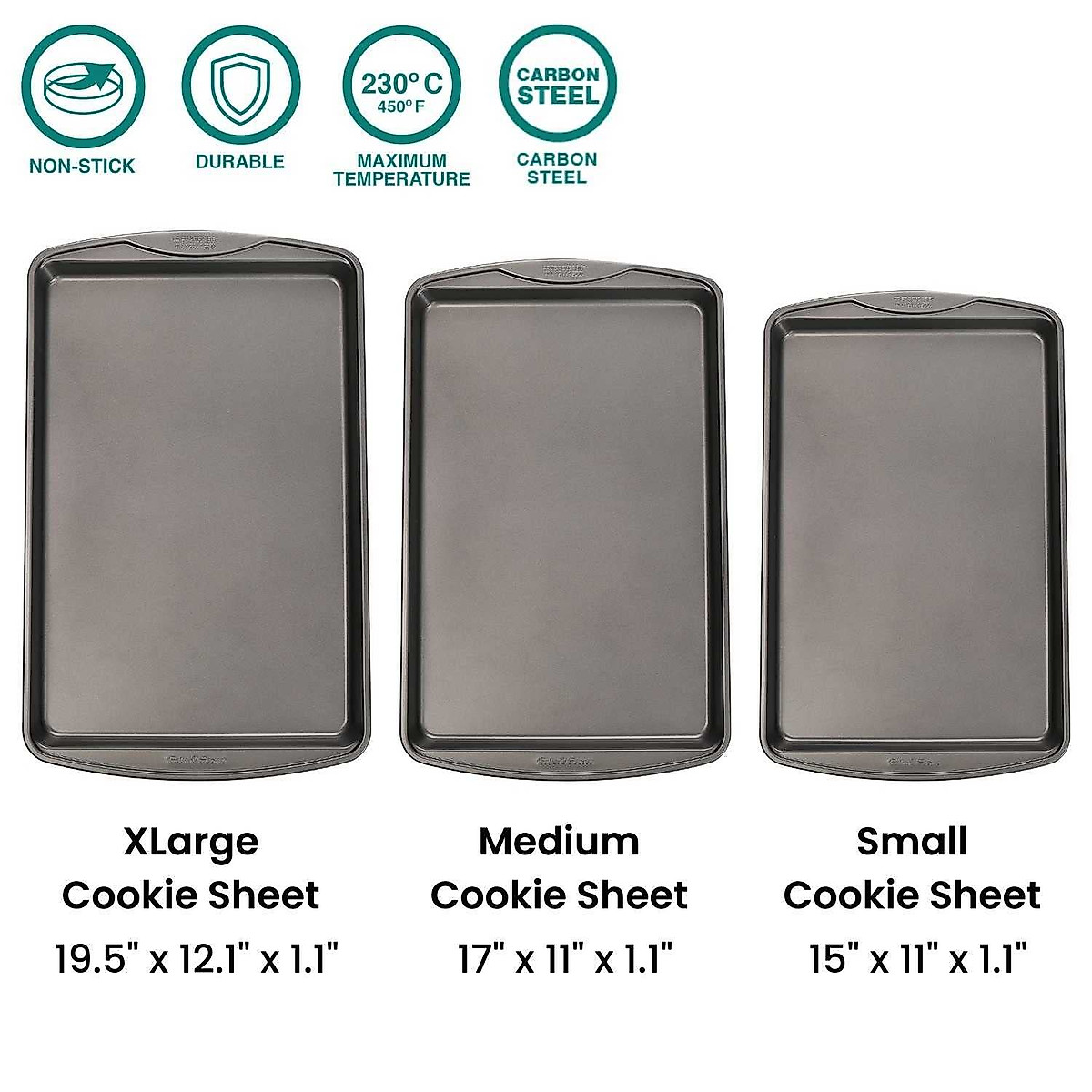 Baker's Secret Nonstick Cookie Sheet 13", Carbon Steel Small Size Cookie Tray with Premium Food-Grade Coating, Non-stick Cookie Sheet, Bakeware DIY Baking Accessories - Classic Collection