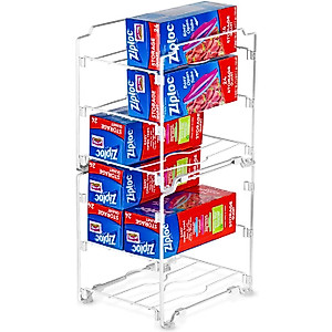 Bextsware 2 PACK Stackable Kitchen Wrap Organizer Rack, Pantry Organization and Storage for Aluminum Foil, Parchment Paper and Plastic Food Bags, White
