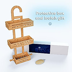 3 Tray Bamboo Shower Caddy, The Perfect Over Shower Head Or Over Door Shower Caddy. Unique Among Shower Caddies, It Comes With An Additional Hook, Allowing It To Be Hung Anywhere In Your Shower