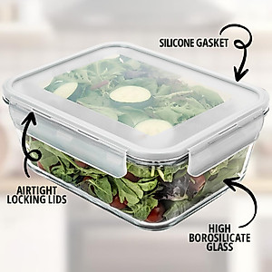 Razab 14 Cup/ 112 oz LARGE Glass Food Storage Container Locking Lid. For Storing food, Vegetables or Fruits. Baking Casserole, Lasagna, Baking, Roasting chicken & lot of other tasty Food BPA Free