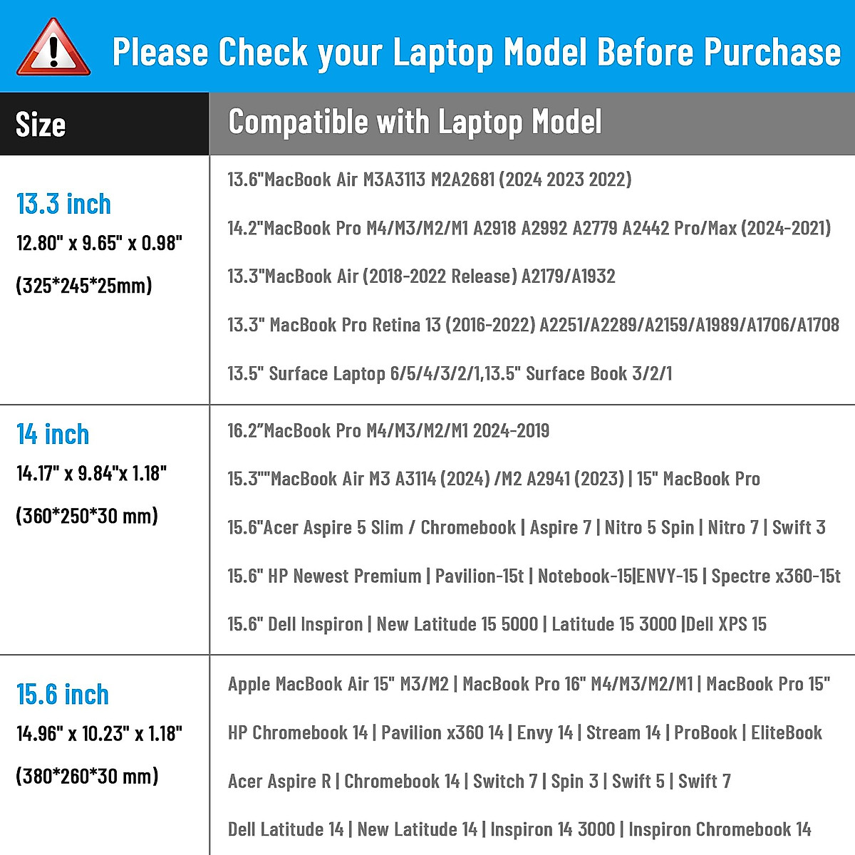 FINPAC Laptop Shoulder Bag for 14-inch MacBook Pro M4/M3/M2/M1 Pro/Max A2779 A2442 2024-2021, 13’’ MacBook Air/Pro, Carrying Case for MacBook Air 15, Surface Laptop, HP, Dell, Acer Chromebook, Black