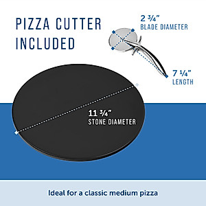 2-Pack Ceramic Pizza Stones - Make Restaurant-Quality Pizza Right at Home - Easy to Use - Durable up to 500℉ - 100% Black Cordierite - 11.75” Diameter