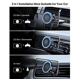 Ciencimy CD Car Mount Compatible with MagSafe iPhone 15 14 13 12 Pro Max Plus, [Built-in Metal Steel] Magnetic CD Slot Phone Holder & [Stable Metal Hook] Car Vent Phone Mount