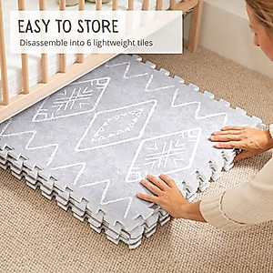 Lillefolk Stylish Foam Play Mat for Baby. Soft, Thick, Non-Toxic Playmat, Covers 6 ft x 4 ft, Interlocking Puzzle Tiles for Tummy Time and Crawling (Gray)