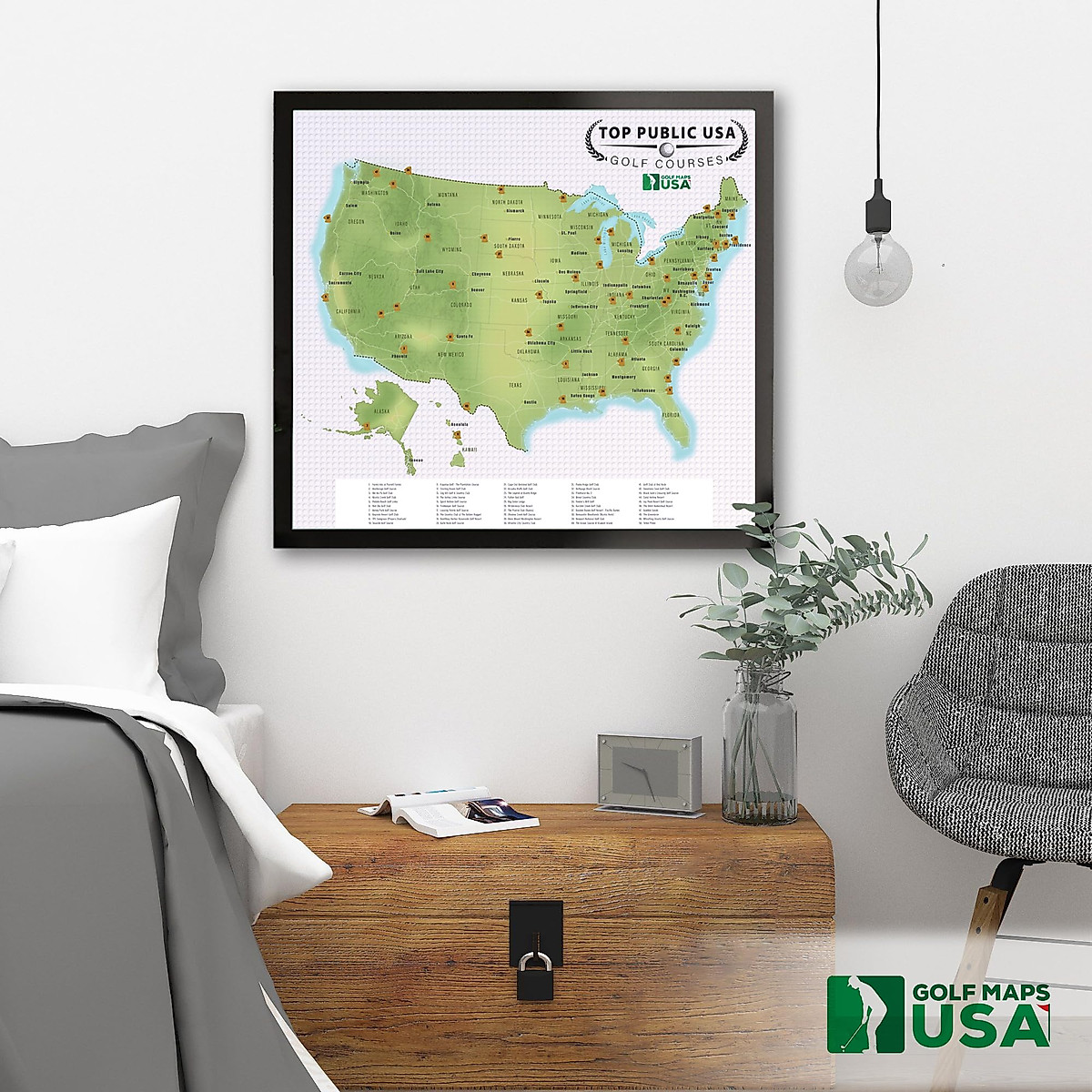 Golf Maps USA Top Public Golf Course in Each State Golf Scratch Map - Scratch-Off Golf Print with Eye-Catching Red Flags - Golfing Wall Decor - Unique Poster Gift for Golfers (Updated June 2023)