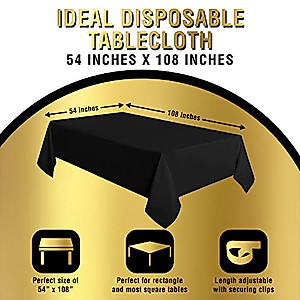 Plastic Table Cloths for Parties Disposable, Pack of 12, Thick White Tablecloth Good for Wedding, Birthday, Picnic Camping, also 12 Clips for disposable tablecloths for rectangle tables - 54x108-inch