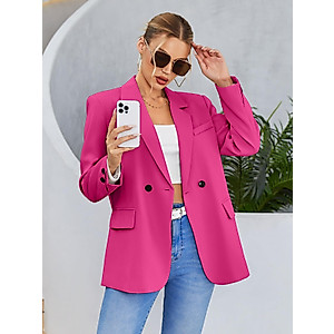 V FOR CITY Blazers for Women Business Casual Long Sleeve Open Front Lapel Button Work Office Blazer Jacket with Pockets