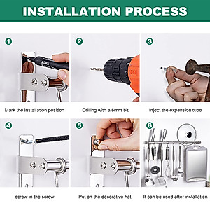 smart-hormarket 16-inch Pot Rack, 2 Packs Wall-Mounted Kitchen Pot Rack Double-Bar Stainless Steel Appliance Hanging Rack Kitchen Rail Organizer with 16 Hooks 40 X 7 X 6.5 cm